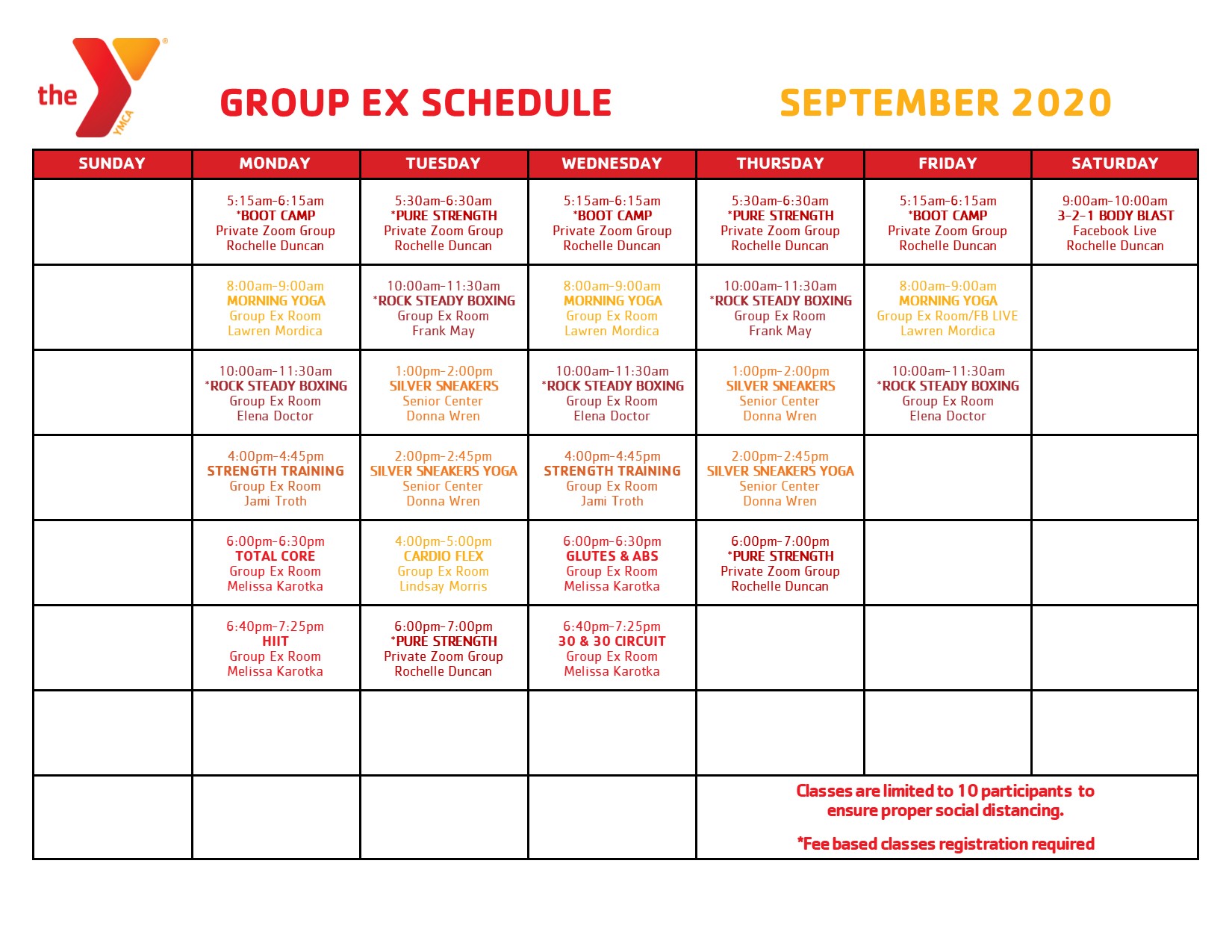 September 2020 Group Ex Schedule